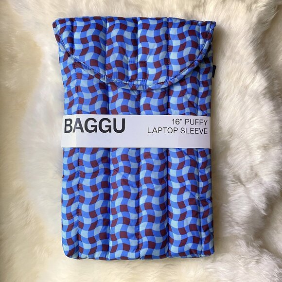 BAGGU | Bags | Nwt Baggu Puffy Laptop Sleeve 6 Wavy Gingham Blue | Poshmark